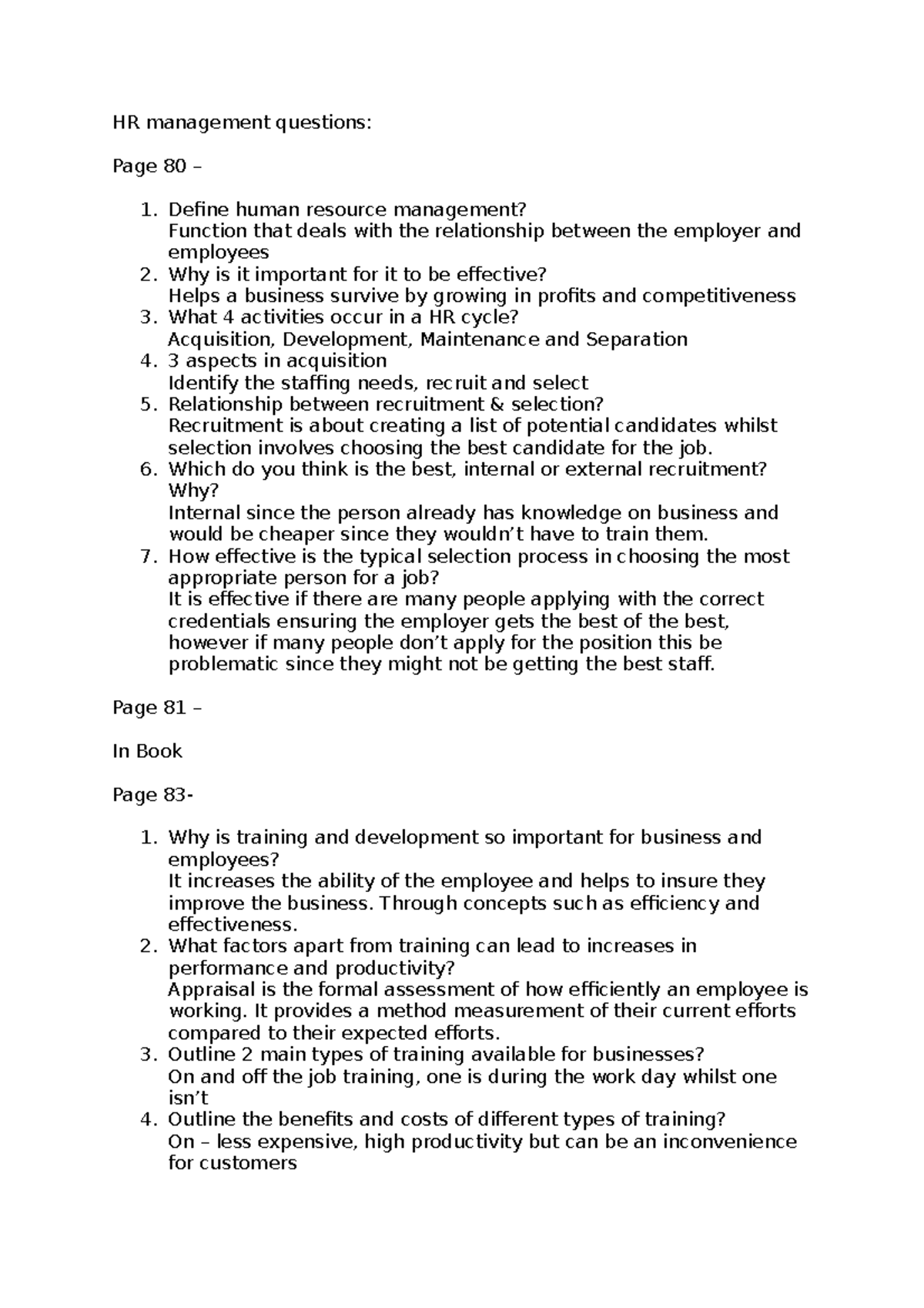 HR management questions- business studies hsc - HR management questions ...