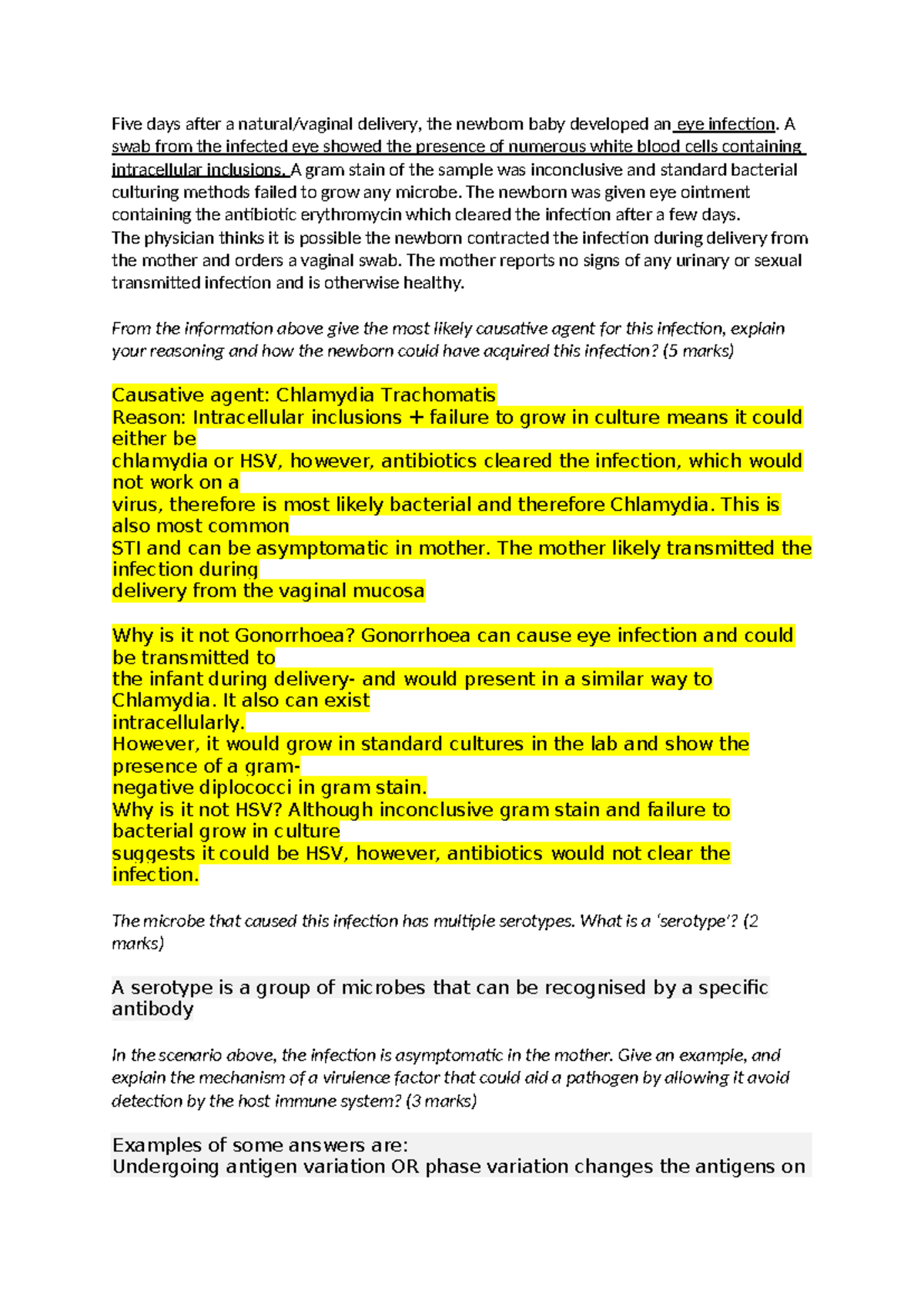 Exemplar MST - Practical QA - Five days after a natural/vaginal ...