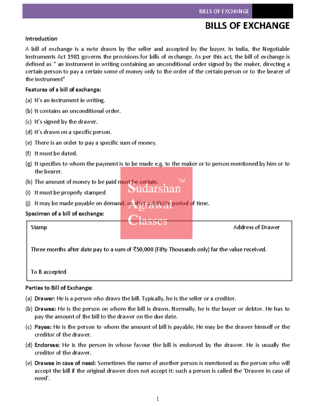 Bills OF Exchange - BILLS OF EXCHANGE Introduction A bill of exchange ...