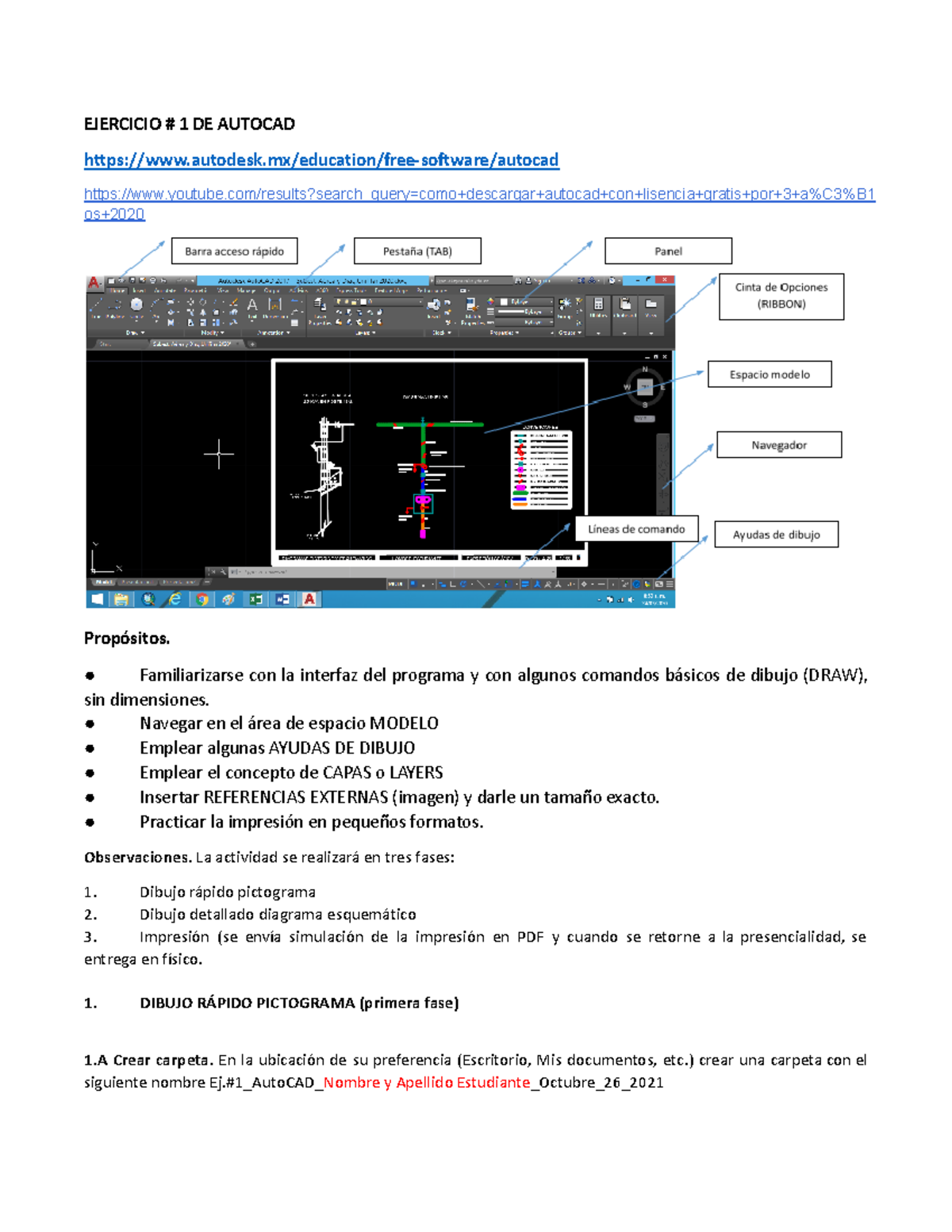 Instructivo Completo Ej.1 Auto CAD - EJERCICIO # 1 DE AUTOCAD - Studocu