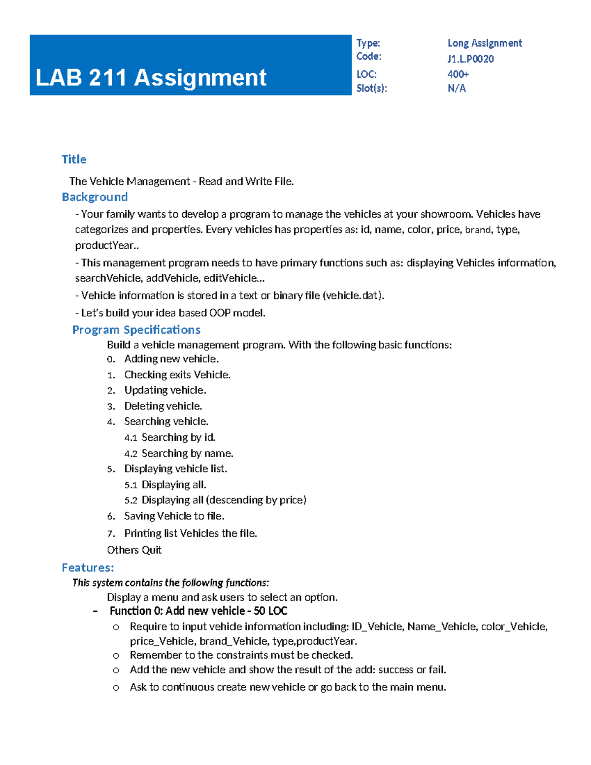 66d7bbd7da7ddea7c158e212 PRO2 400 - Type: Long Assignment Code: J1.L LAB 211 Assignment LOC: 400 ...