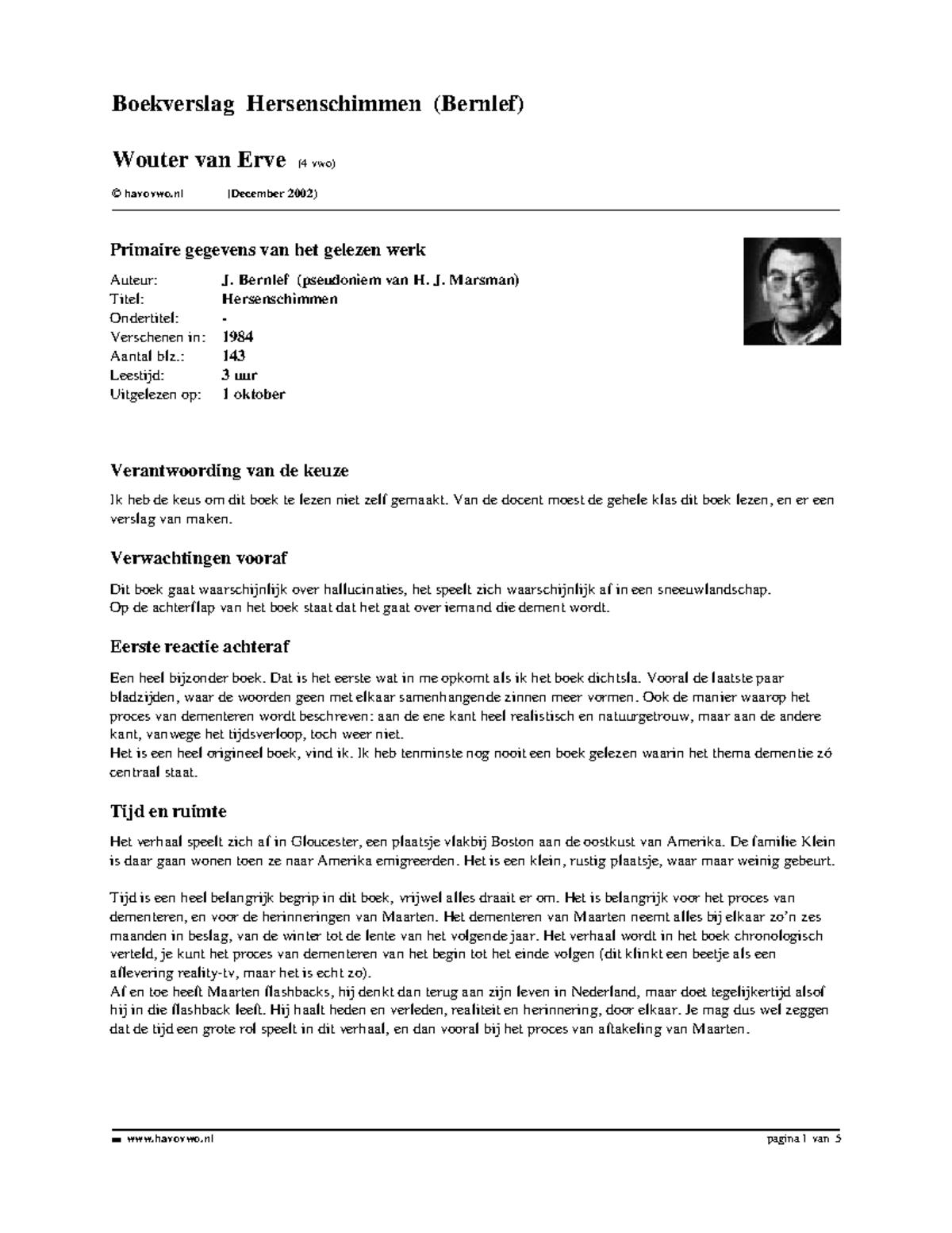 Hersenschimmen 3 - verslag - Wouter van Erve (4 vwo) © havovwo ...