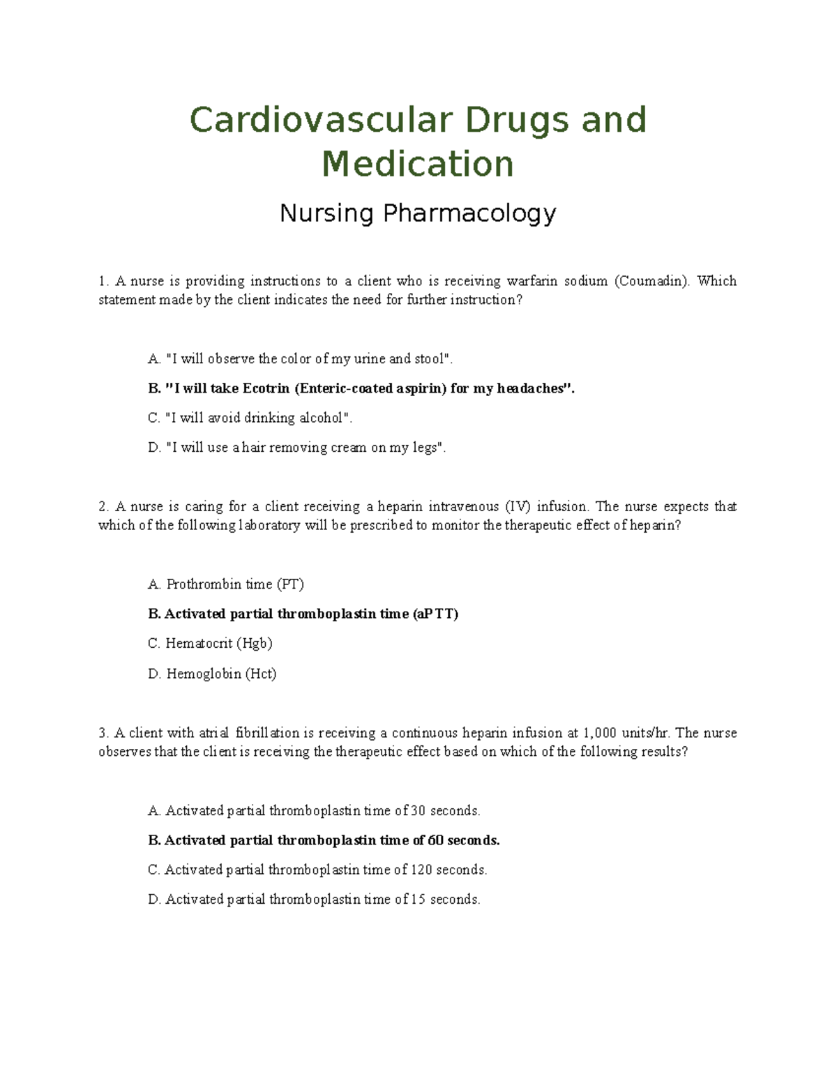 Cardiovascular Drugs and Medication 4 - Cardiovascular Drugs and ...