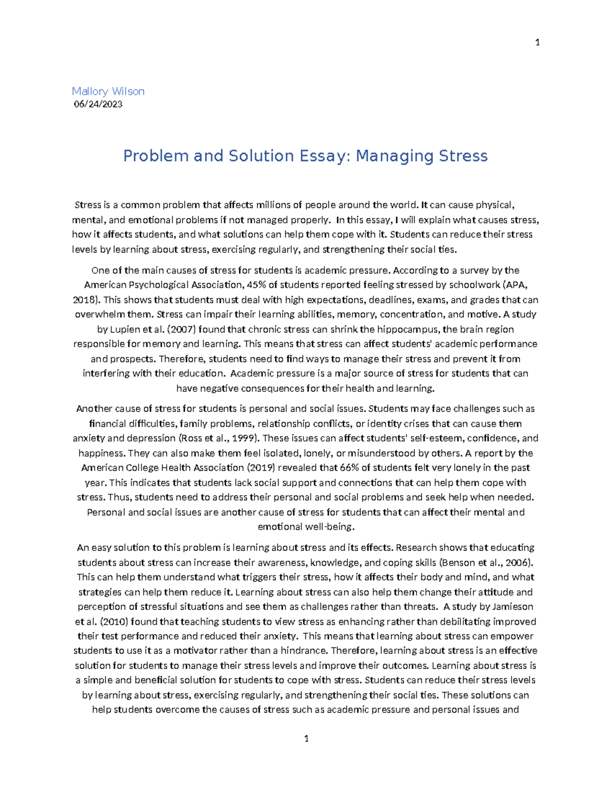 Final Problem&Solution - 1 Mallory Wilson 06/24/ Problem and Solution ...