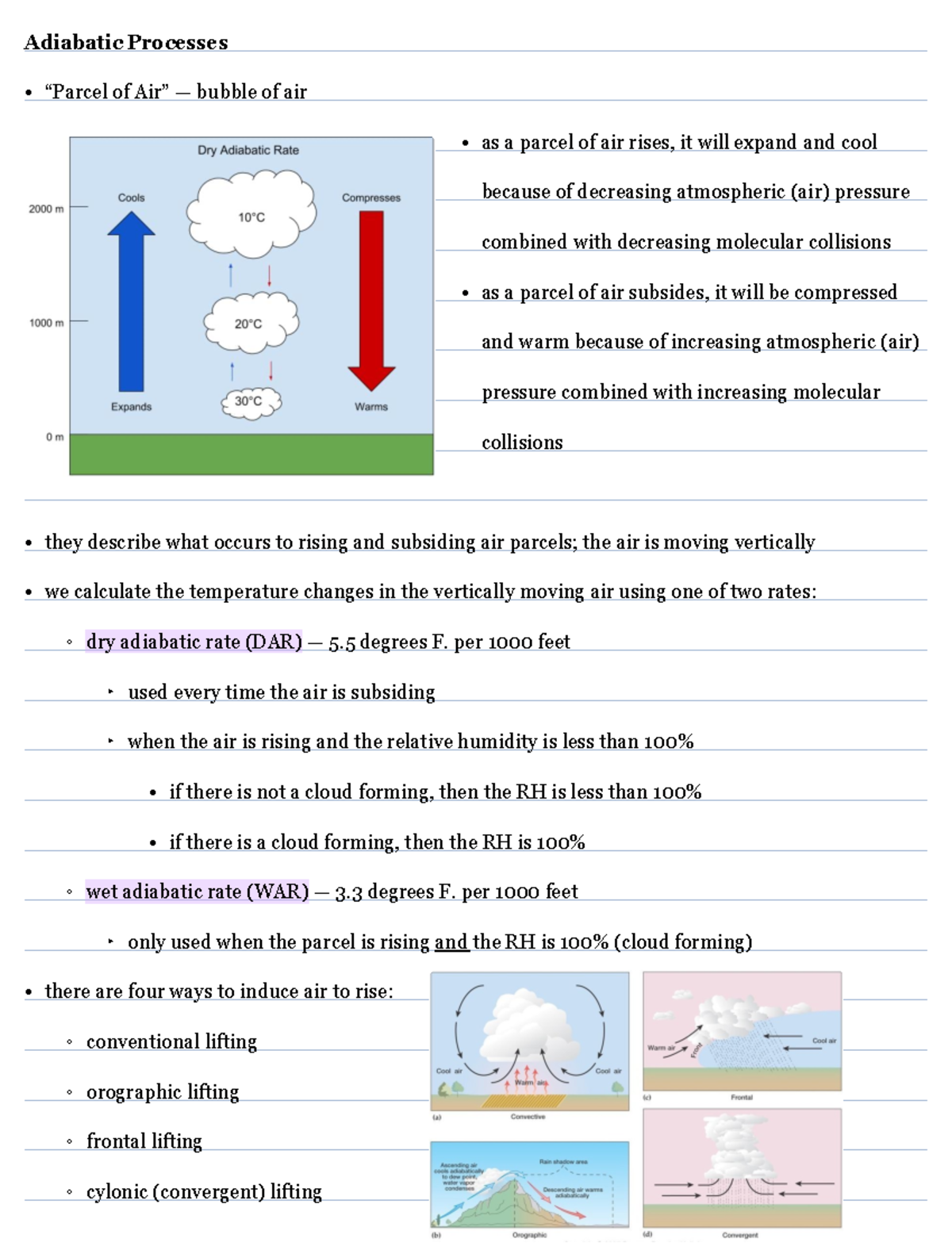 Notes - Lab #6 Adiabatic Processes - Adiabatic Processes “Parcel of Air ...