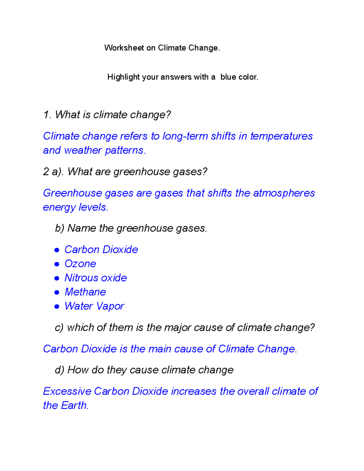 Desirae grey 2A-Worksheet on Climate Change - Worksheet on Climate ...