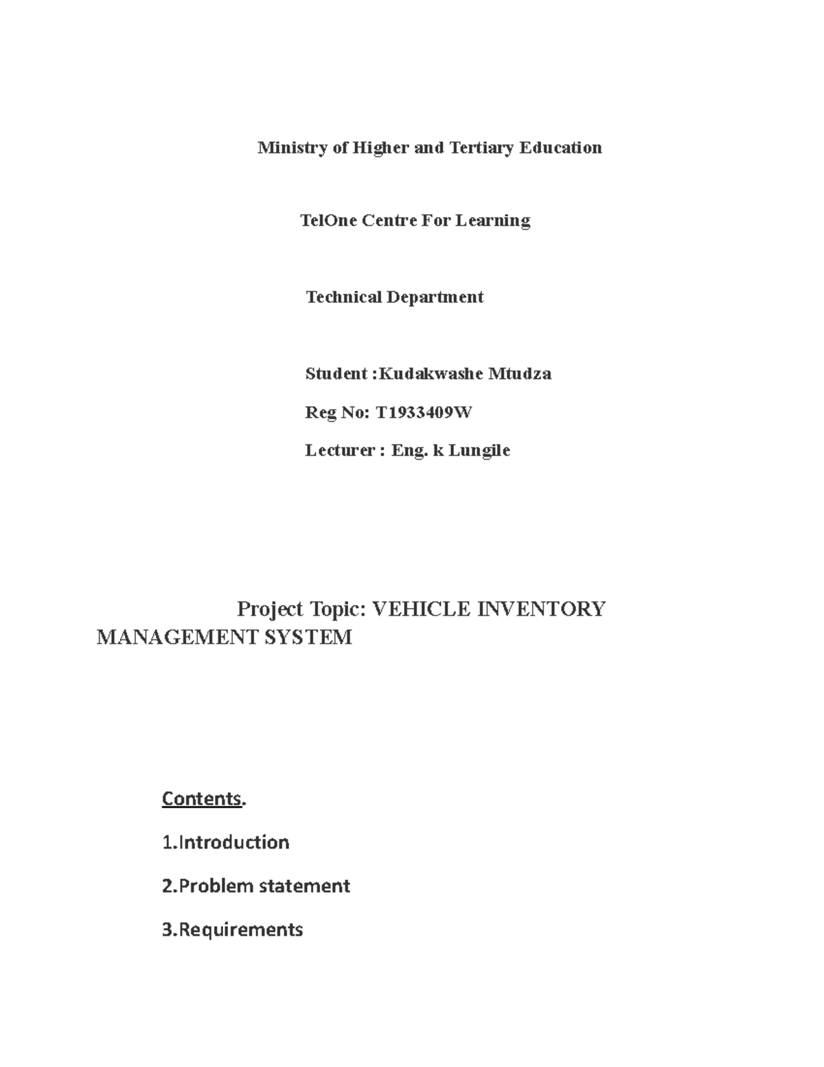 c# project documentation - Ministry of Higher and Tertiary Education ...