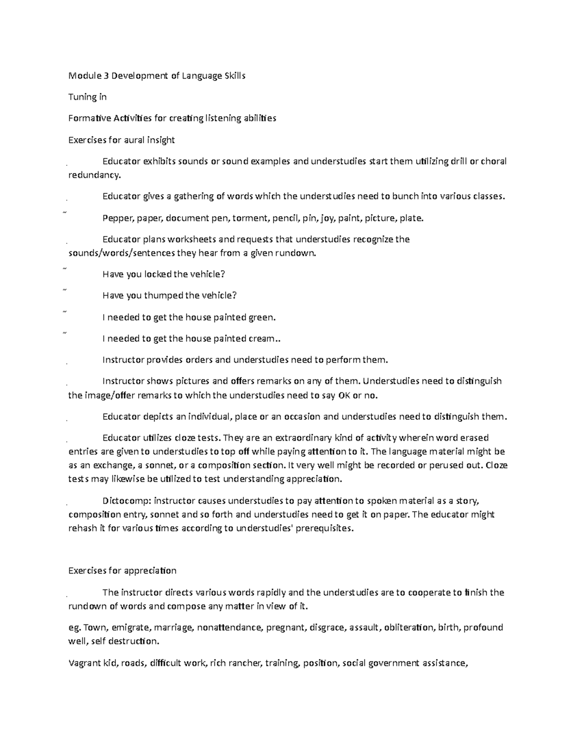 Module 3 Development of Language Skills - Educator gives a gathering of ...