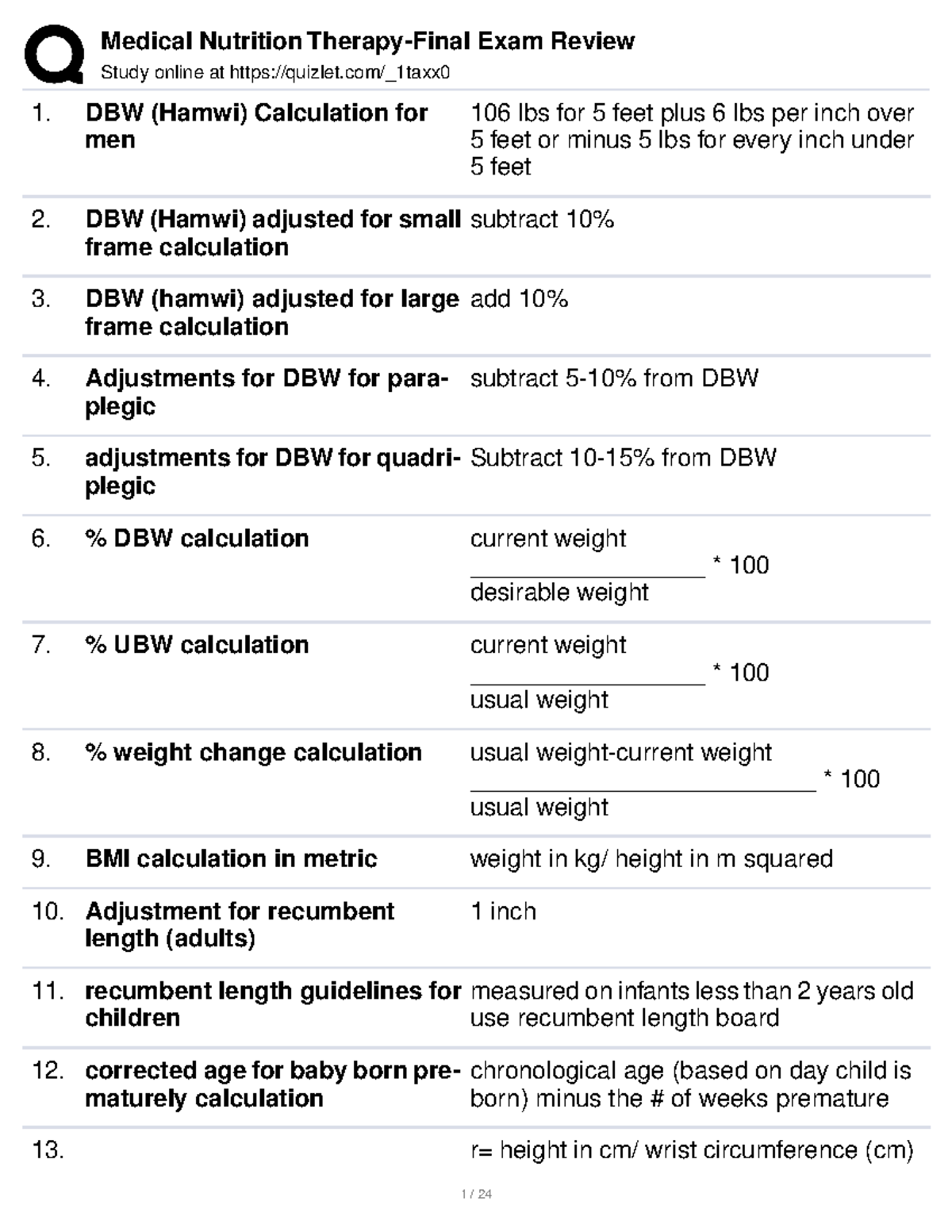 Medical Nutrition Therapy-Final Exam Review - Study online at quizlet ...