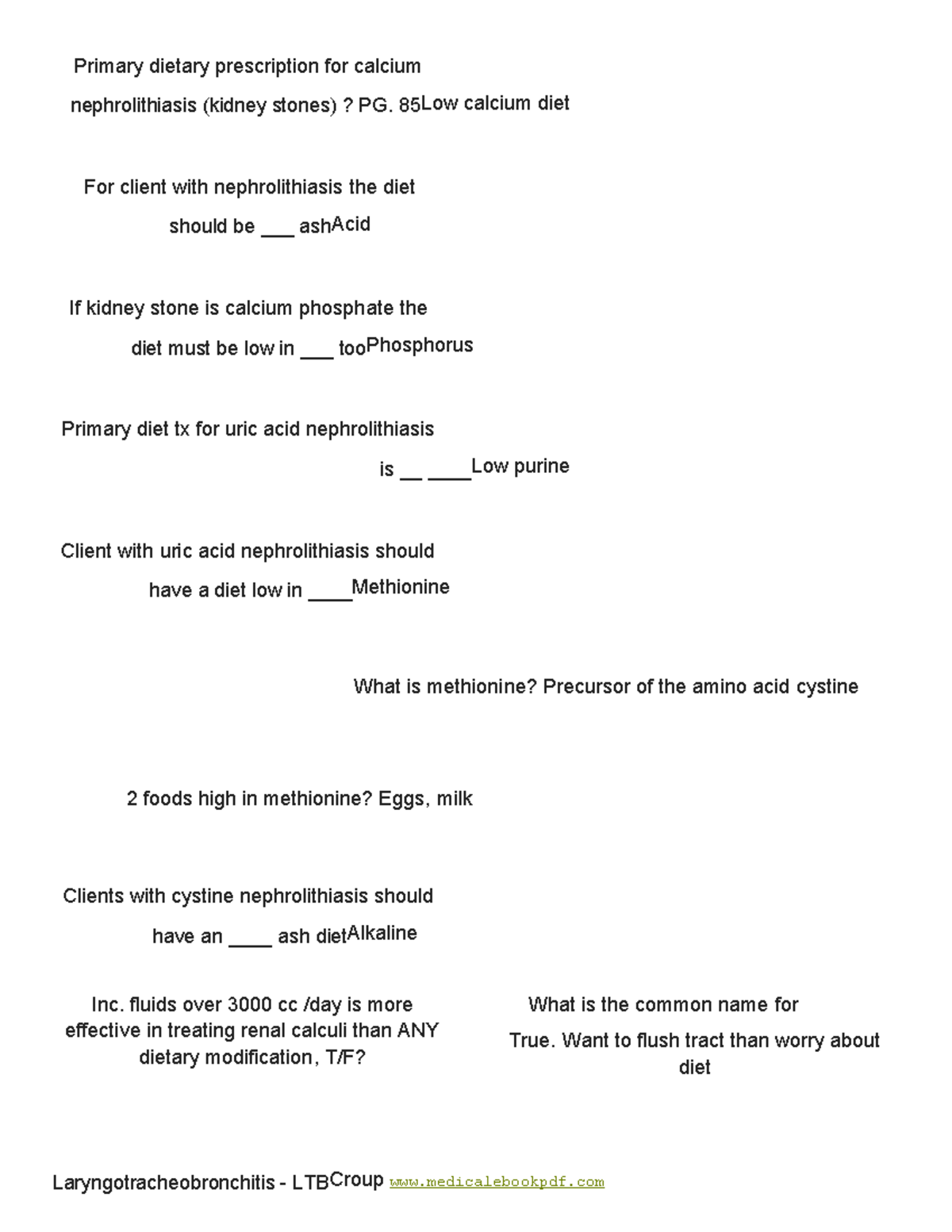 Pdfcoffee - Primary dietary prescription for calcium nephrolithiasis (kidney stones)? PG. 85Low ...