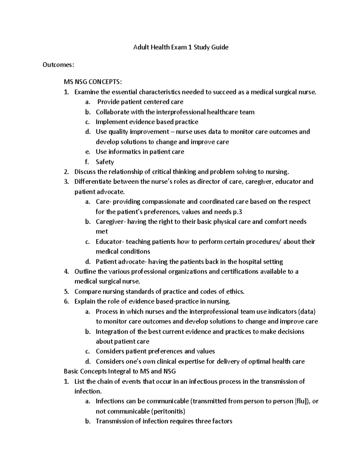 Adult Health Exam 1 Study Guide - Adult Health Exam 1 Study Guide ...