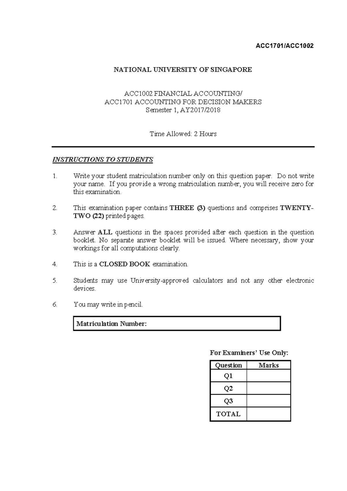 3A. Mock exam Nov 2017 - practice paper - ACC1701/ACC NATIONAL ...