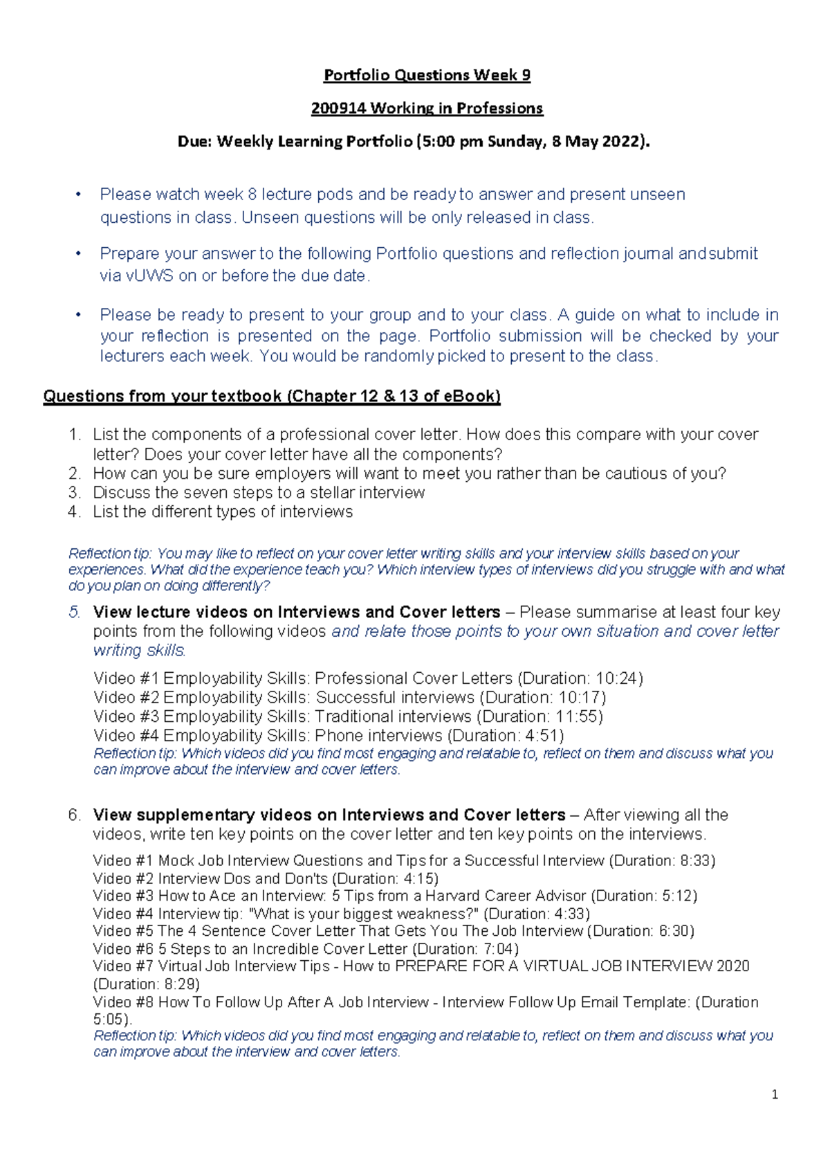 Week 9 Portfolio Questions Autumn 2022 edit 1 - 1 Portfolio Questions ...