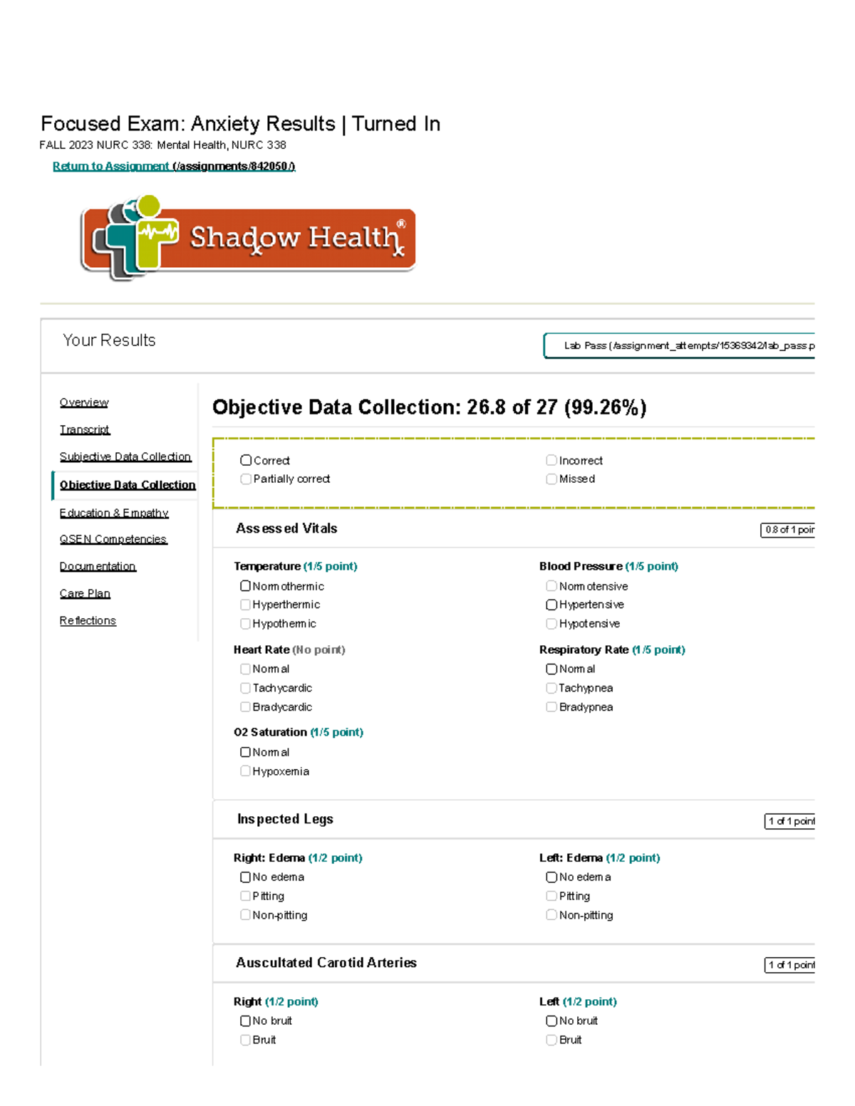 Anxiety objective data - Focused Exam: Anxiety Results | Turned In FALL ...