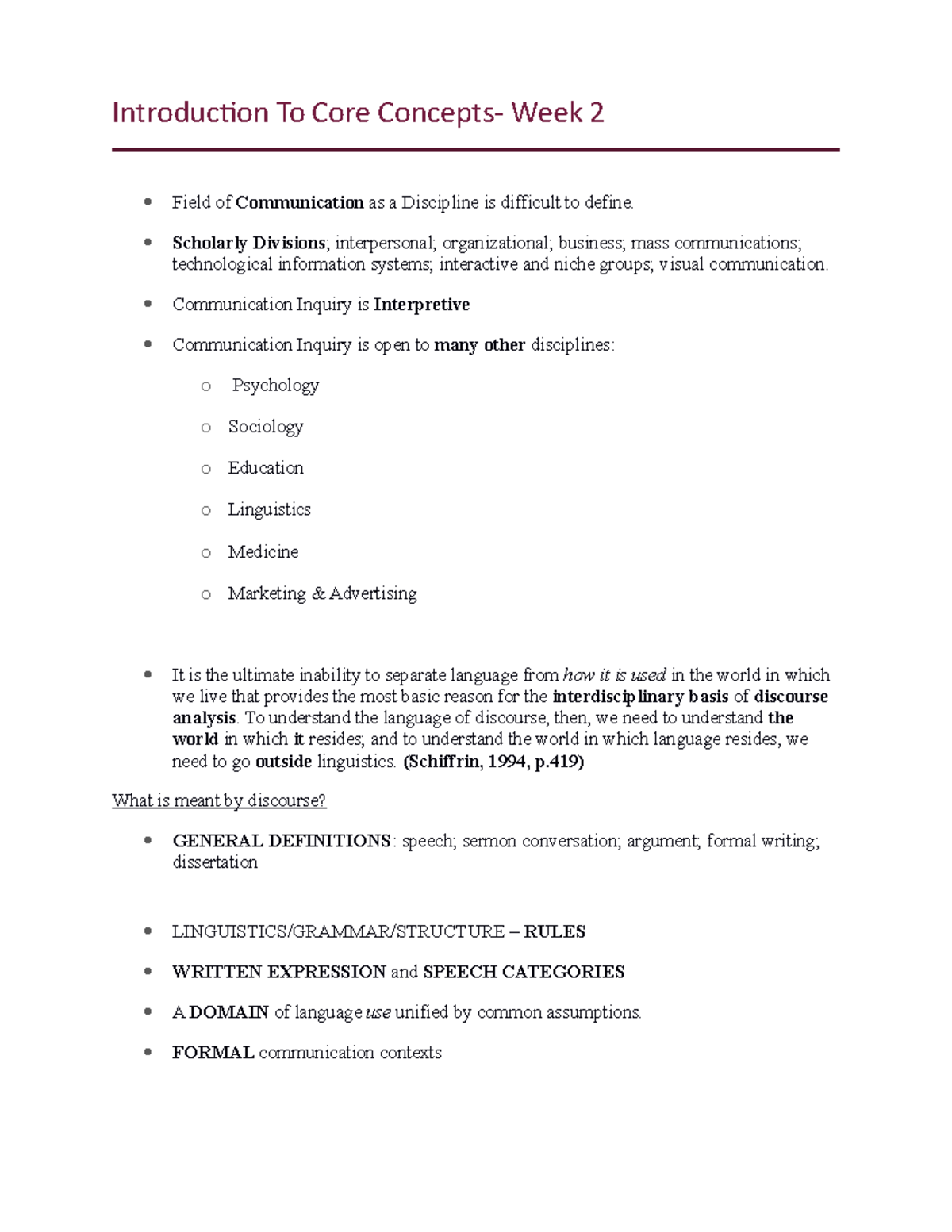 Introduction To Core Concepts week 2 - Scholarly Divisions ...