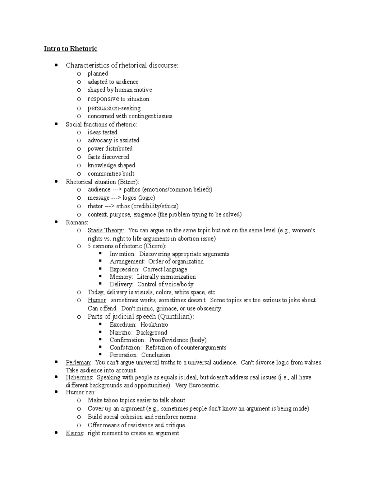 Intro to Rhetoric - Class taught by Dr. Robin Wright. - Intro to ...