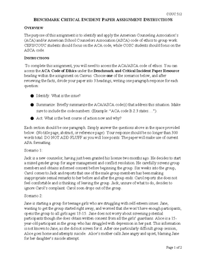 Benchmark Exploring Reliability and Validity Assignment Instructions - COUC 521 BENCHMARK ...