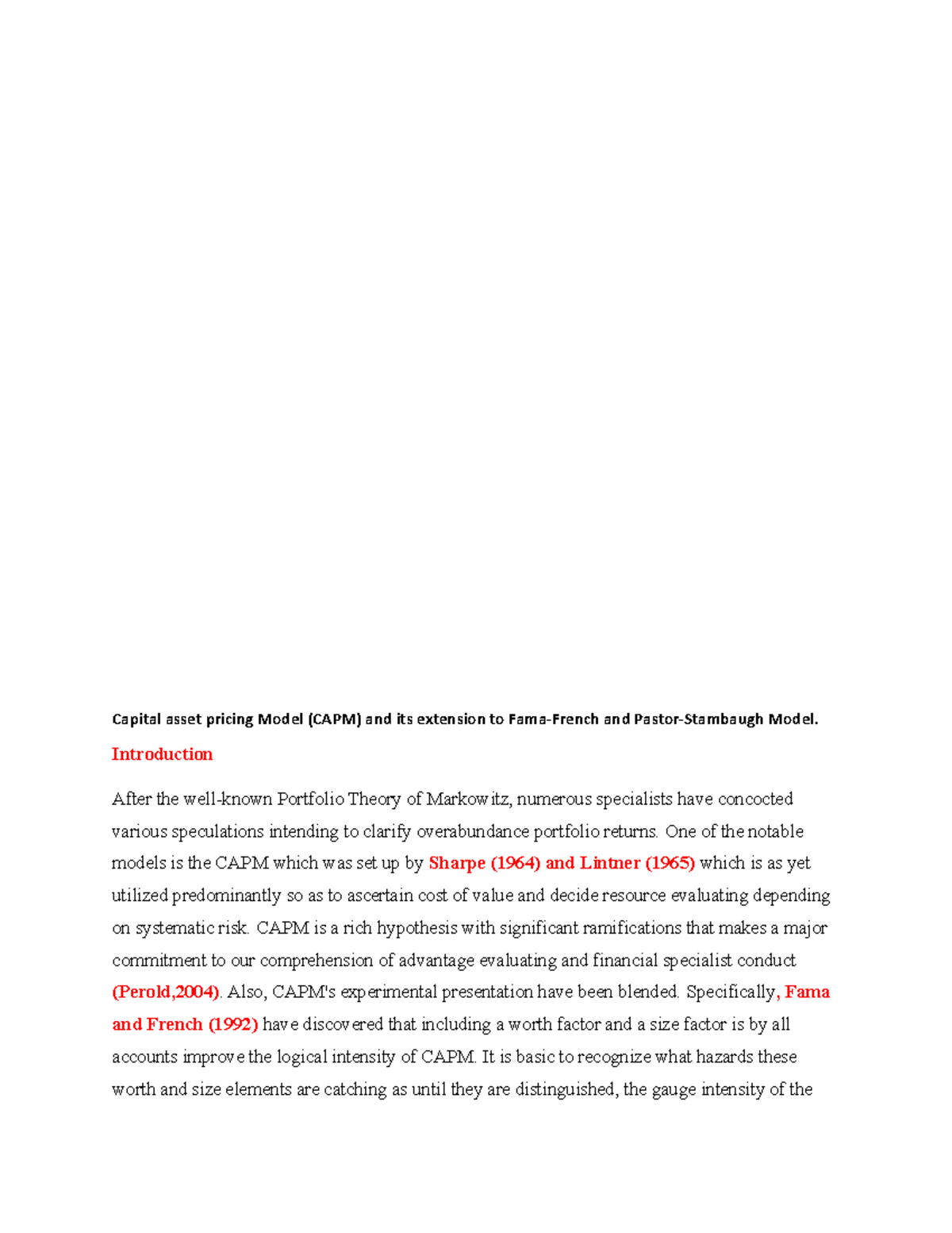 Paper 2 - Grade: A - Capital asset pricing Model (CAPM) and its ...