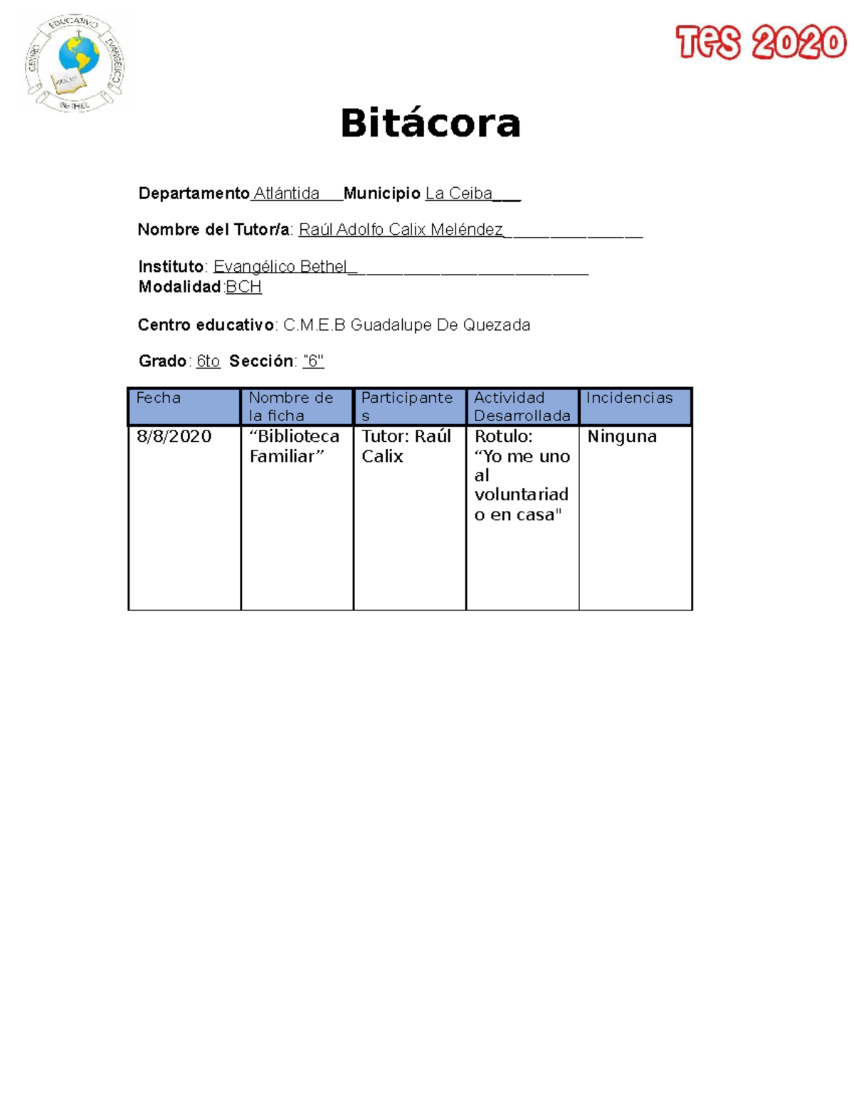 Bitacora Semana 1 Lectoescritura Raul Calix 11mo BCH - Bitácora ...