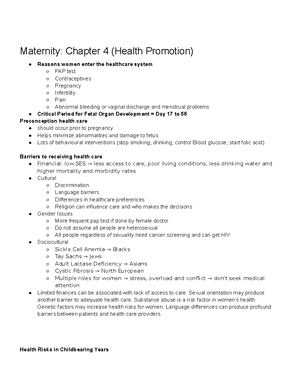 Unit 4 (Childbirth) - Notes from textbook - Chapter 16: Comfort ...