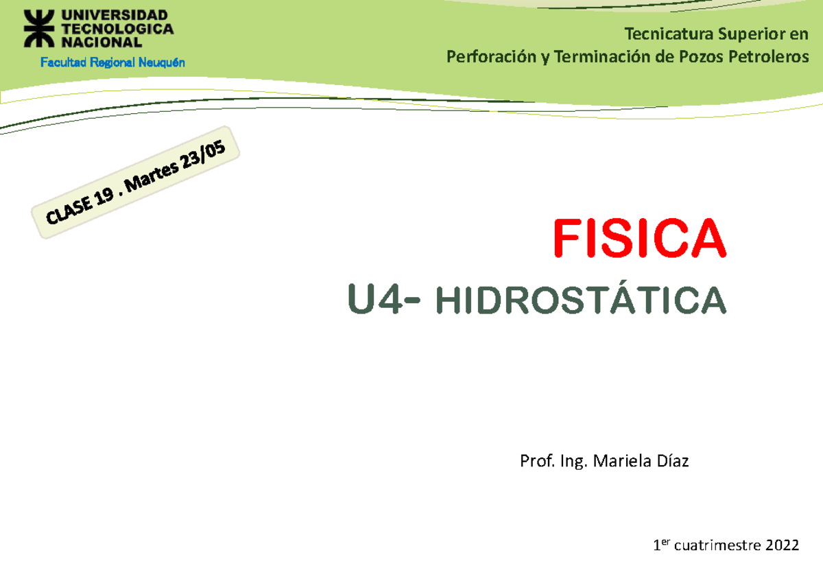 C19-U4 Hidrostatica-Temas 1-2-3-4-5 - FISICA U4- HIDROSTÁTICA ...