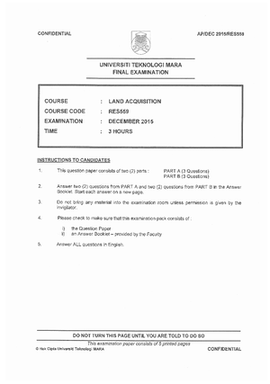 DEC 16 - Estate Management - UiTM - Studocu