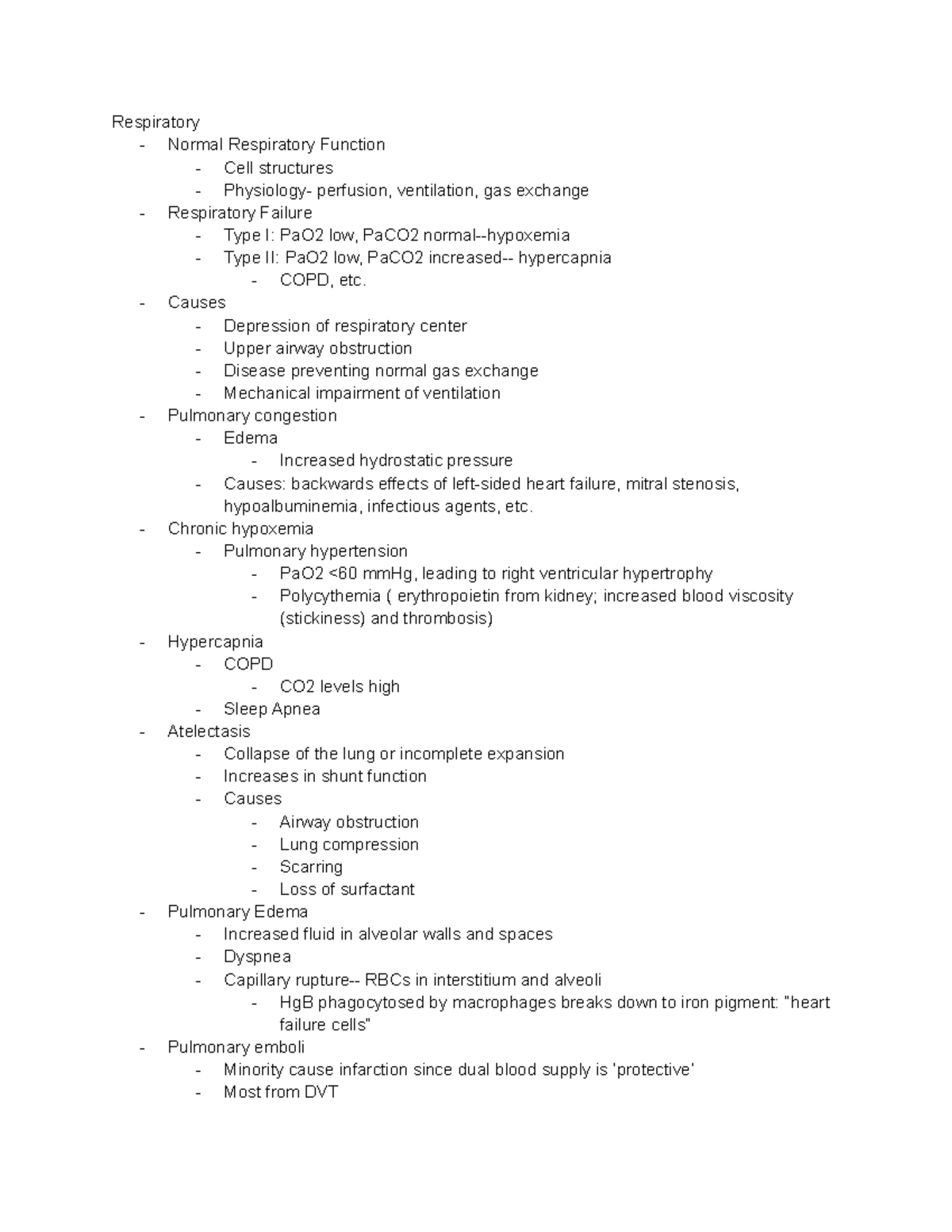 Respiratory Lecture - Respiratory - Normal Respiratory Function - Cell ...