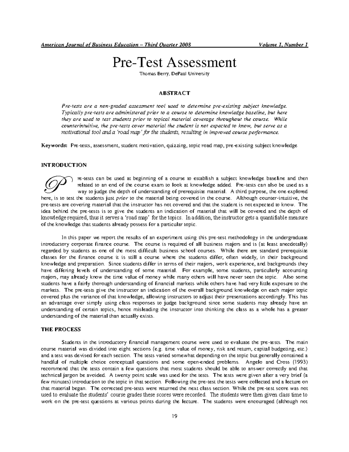 EJ1052549 Materials for psychology students - Pre-Test Assessment ...