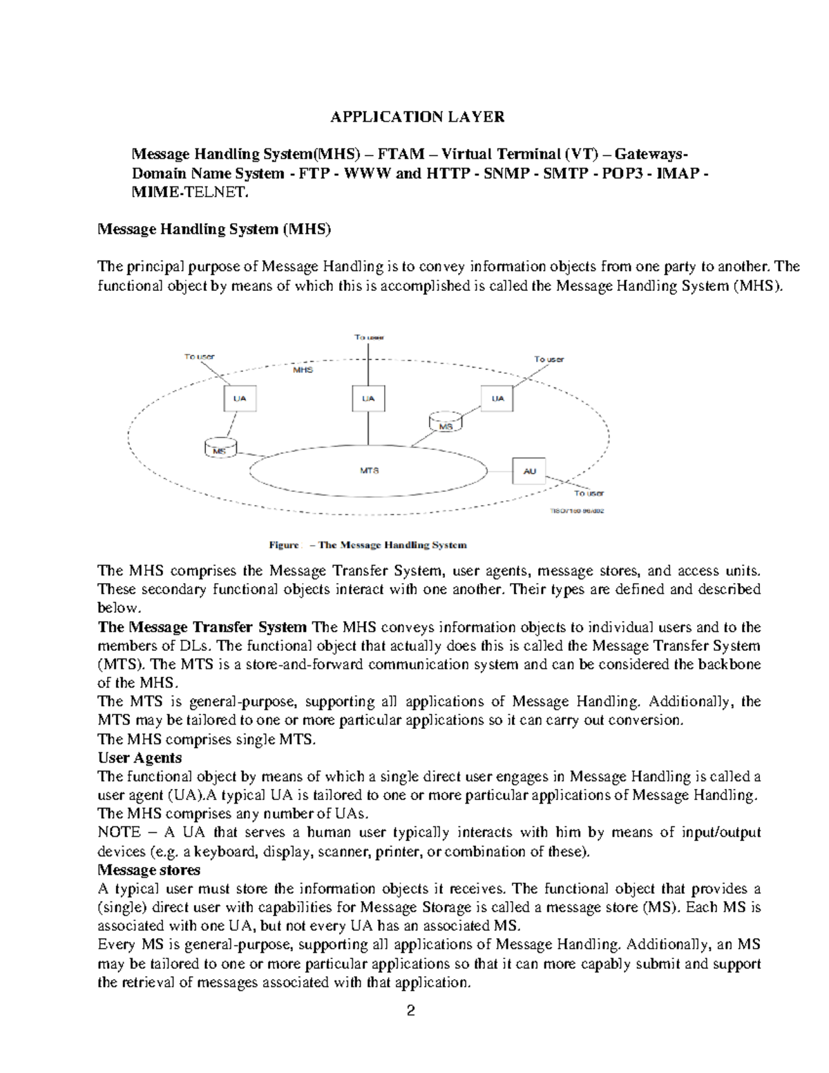 Datanetworksandcomputernetworks-131-157 - APPLICATION LAYER Message Handling System(MHS) – FTAM ...