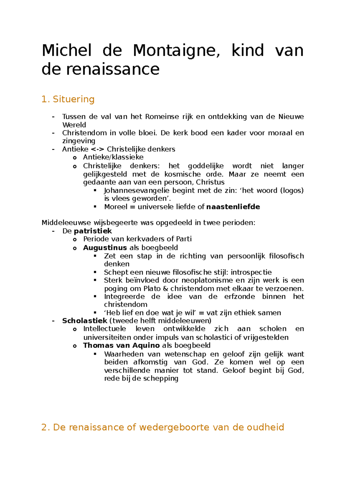 H7 - Michel de Montaigne, kind van de renaissance - Situering Tussen de val van het Romeinse ...