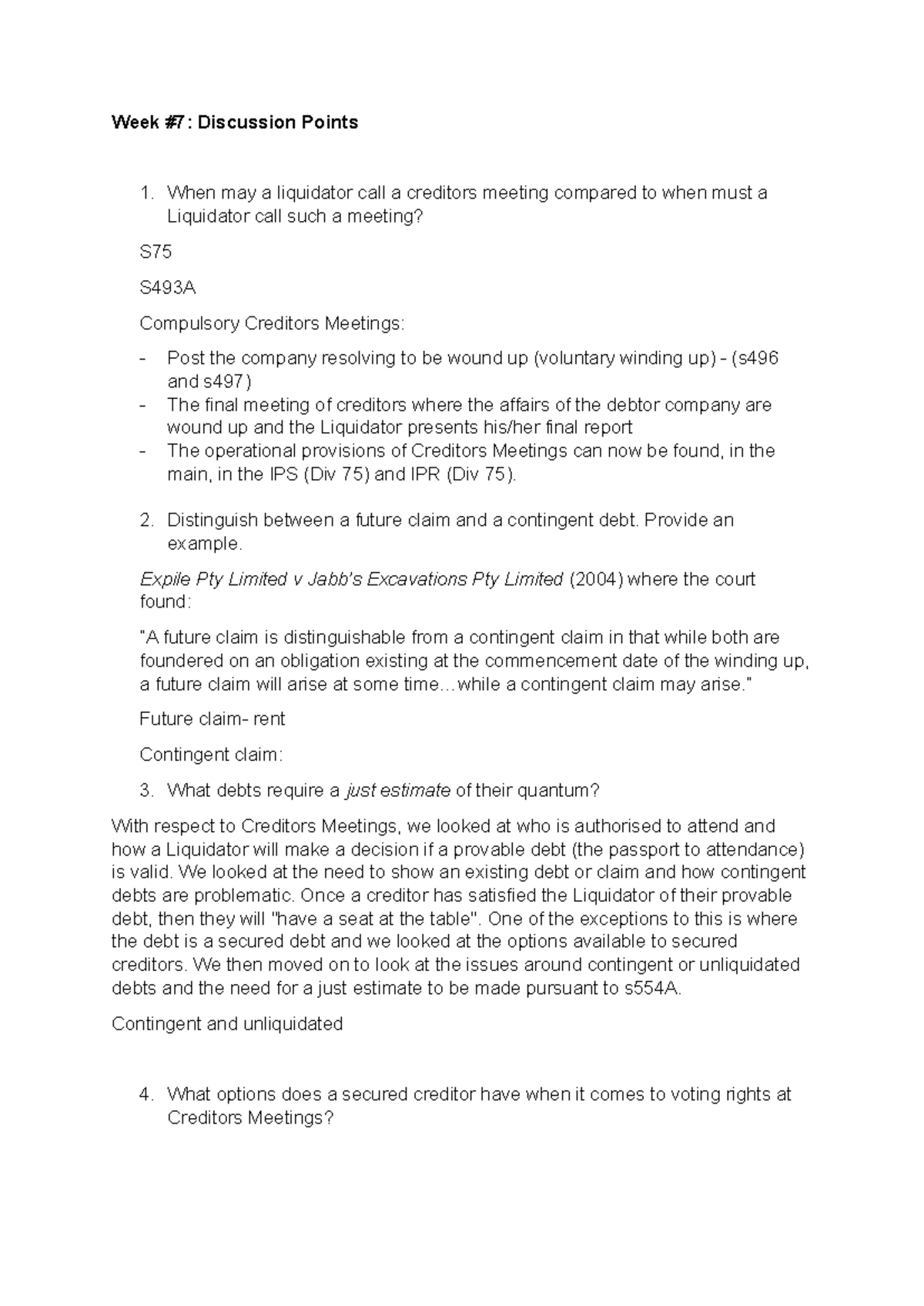 Week 7 - Discussion Points - Week #7: Discussion Points 1. When may a ...