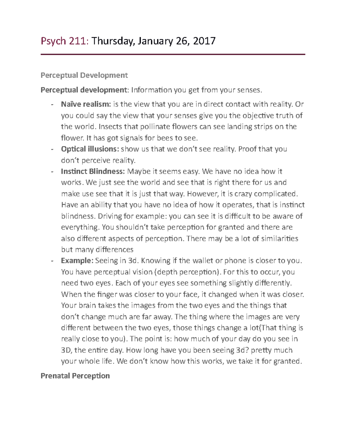 Psych 211 Jan26 New Unit - Psych 211: Thursday, January 26, 2017 ...