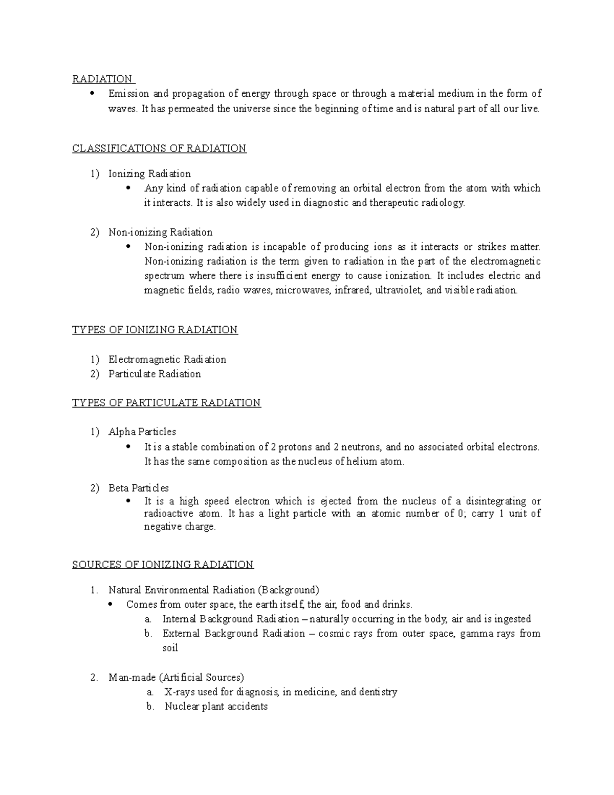 Radiation - Lecture notes - RADIATION Emission and propagation of ...
