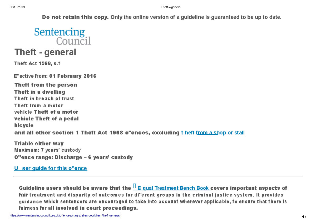 Theft – general-converted - 08/10/2019 Theft – general - Studocu