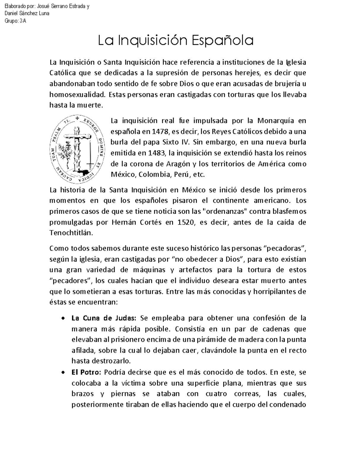 La inquisición española - Daniel Sánchez y Josué Serrano - La ...