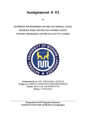 Accounting Fundamental(assignment#1) - computer science - Assignment # 01 by HAMMAD MUHAMMAD ...