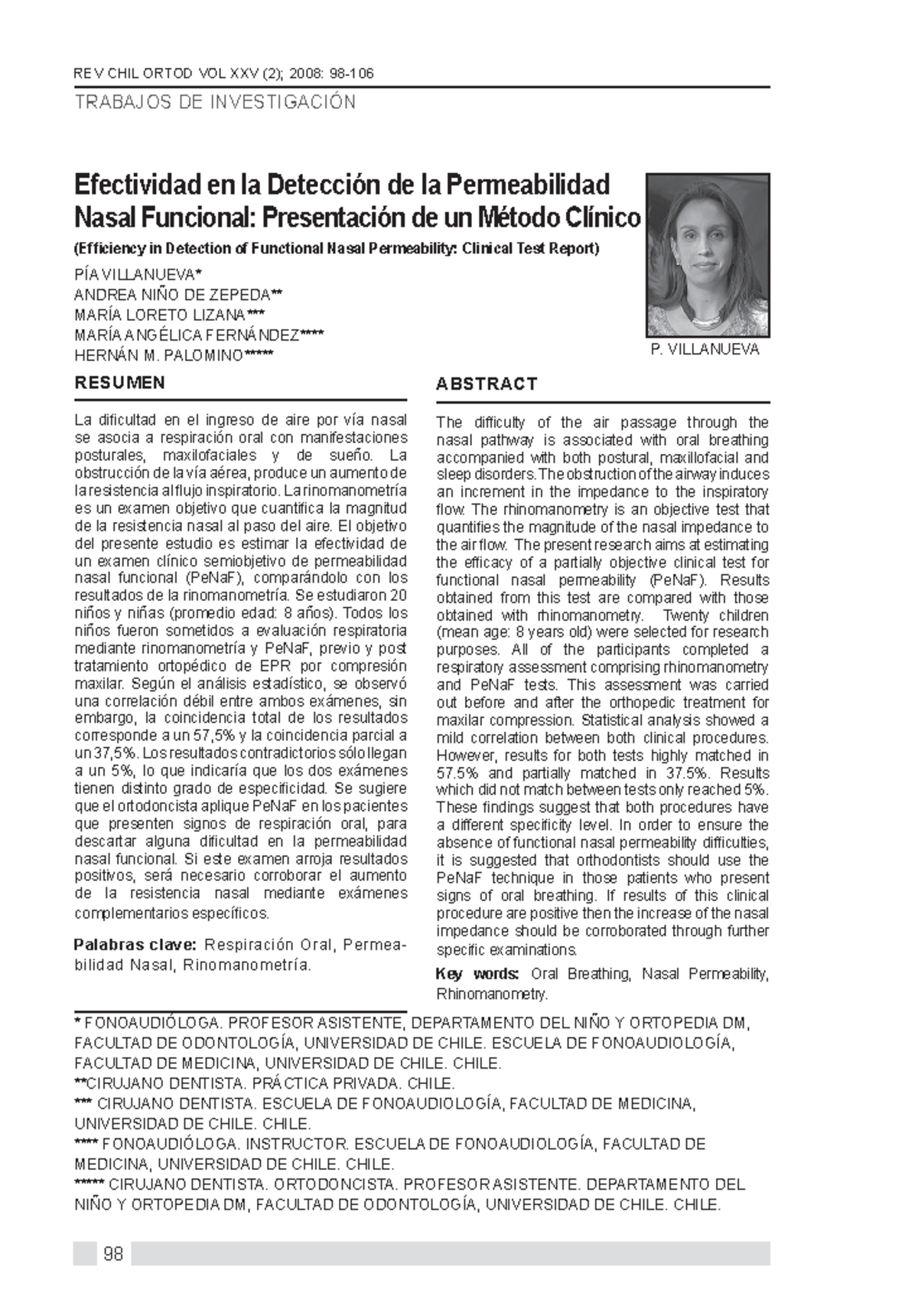 PeNaF, Evaluar la permeabilidad nasal funcional - P. VILLANUEVA RESUMEN ...