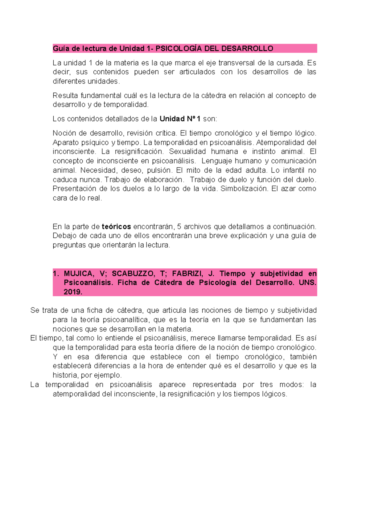 Guía unidad 1- Psicología del desarrollo Hecha - Guía de lectura de ...