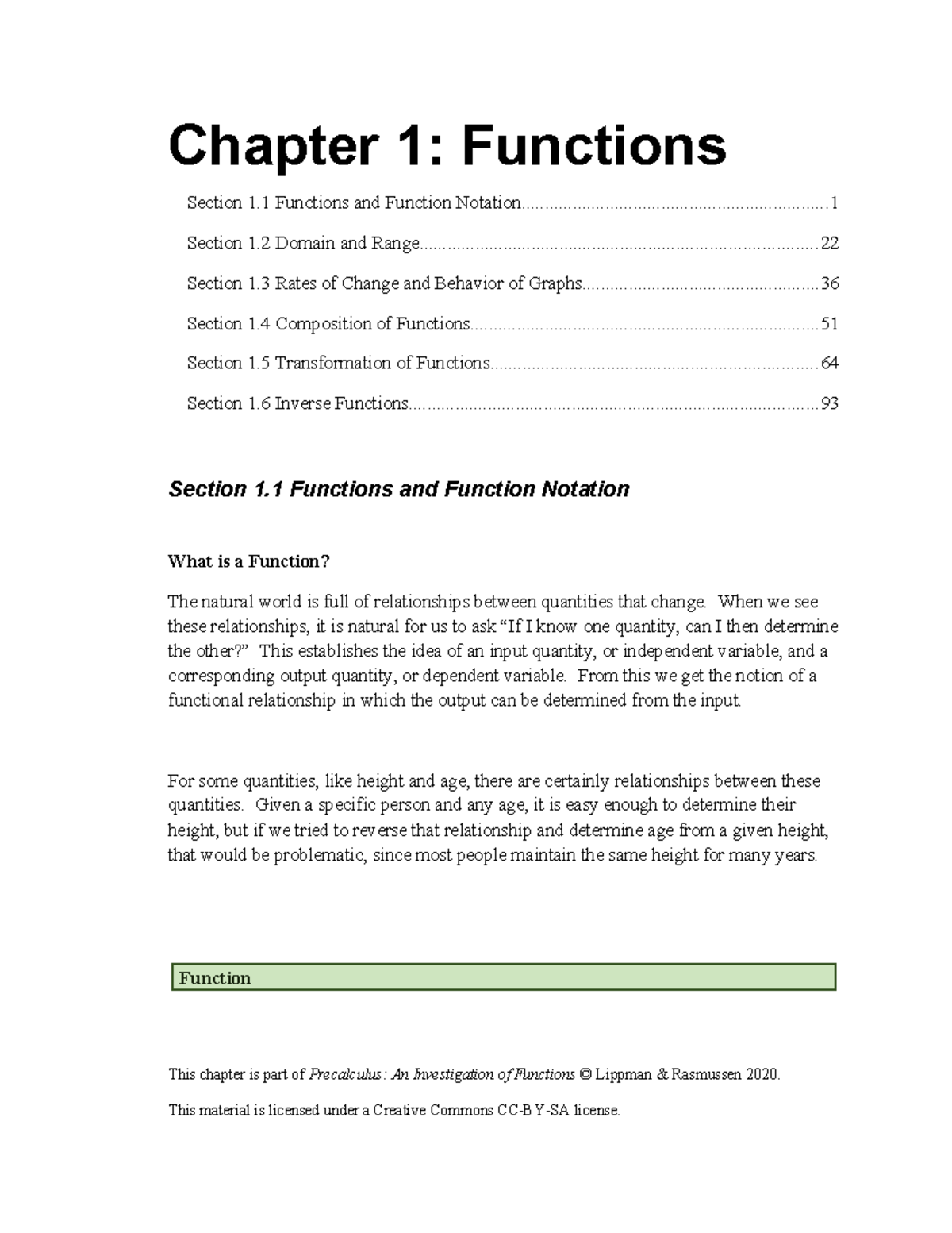 Chapter 1 - Chapter 1: Functions Section 1 Functions and Function - Studocu