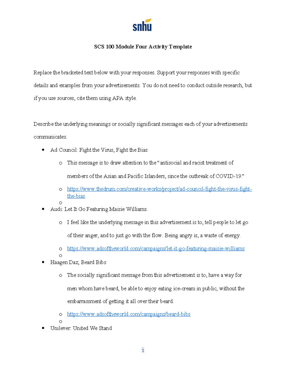SCS 100 Module Four Activity Template (2) - SCS 100 Module Four Activity Template Replace the ...