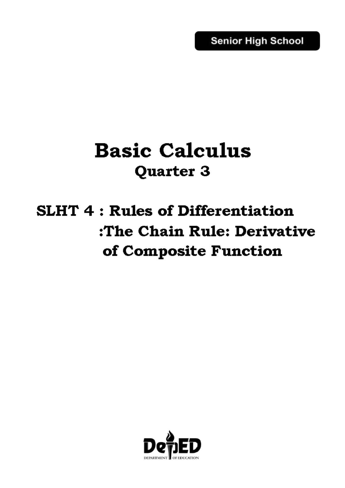BASIC CALCULUS SLHT - Basic Calculus Quarter 3 SLHT 4 : Rules of ...