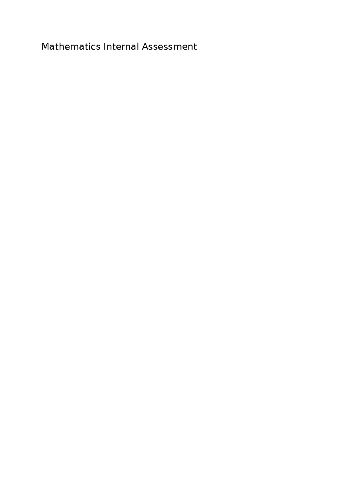 Mathematics IA - First Draft - Mathematics Internal Assessment above ...