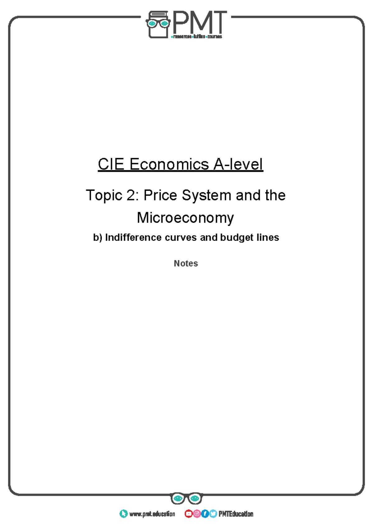 B) Indifference curves and budget lines - CIE Economics A-level Topic 2 ...