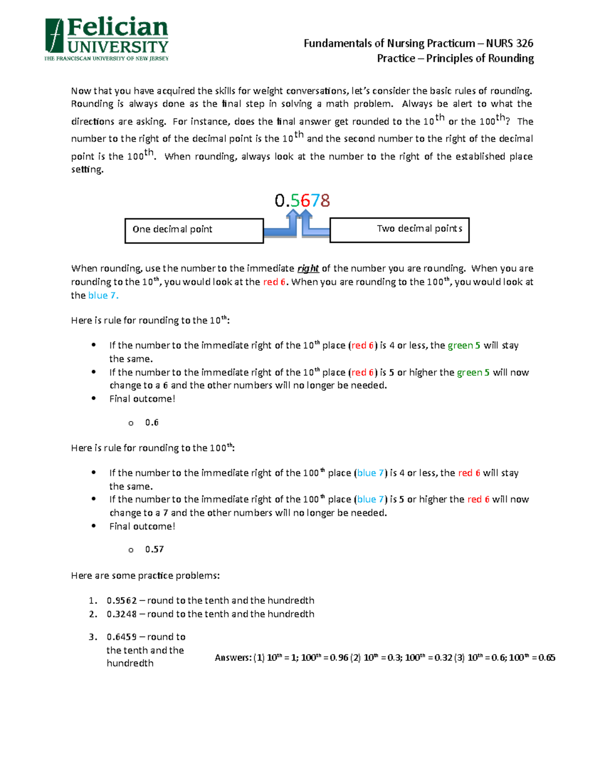 Practice - Principles of Rounding - Fundamentals of Nursing Practicum ...
