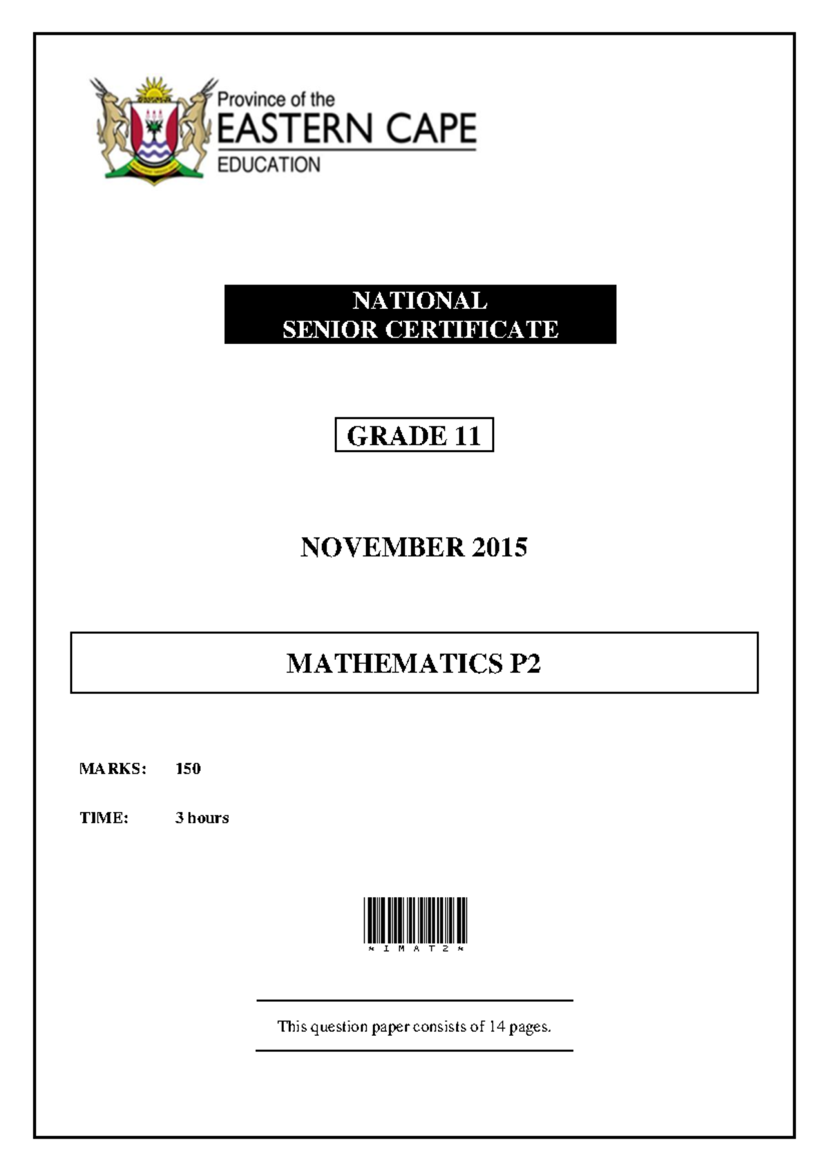 11 Exam ECED-Common Paper 2015-11 P2 - NATIONAL SENIOR CERTIFICATE ...