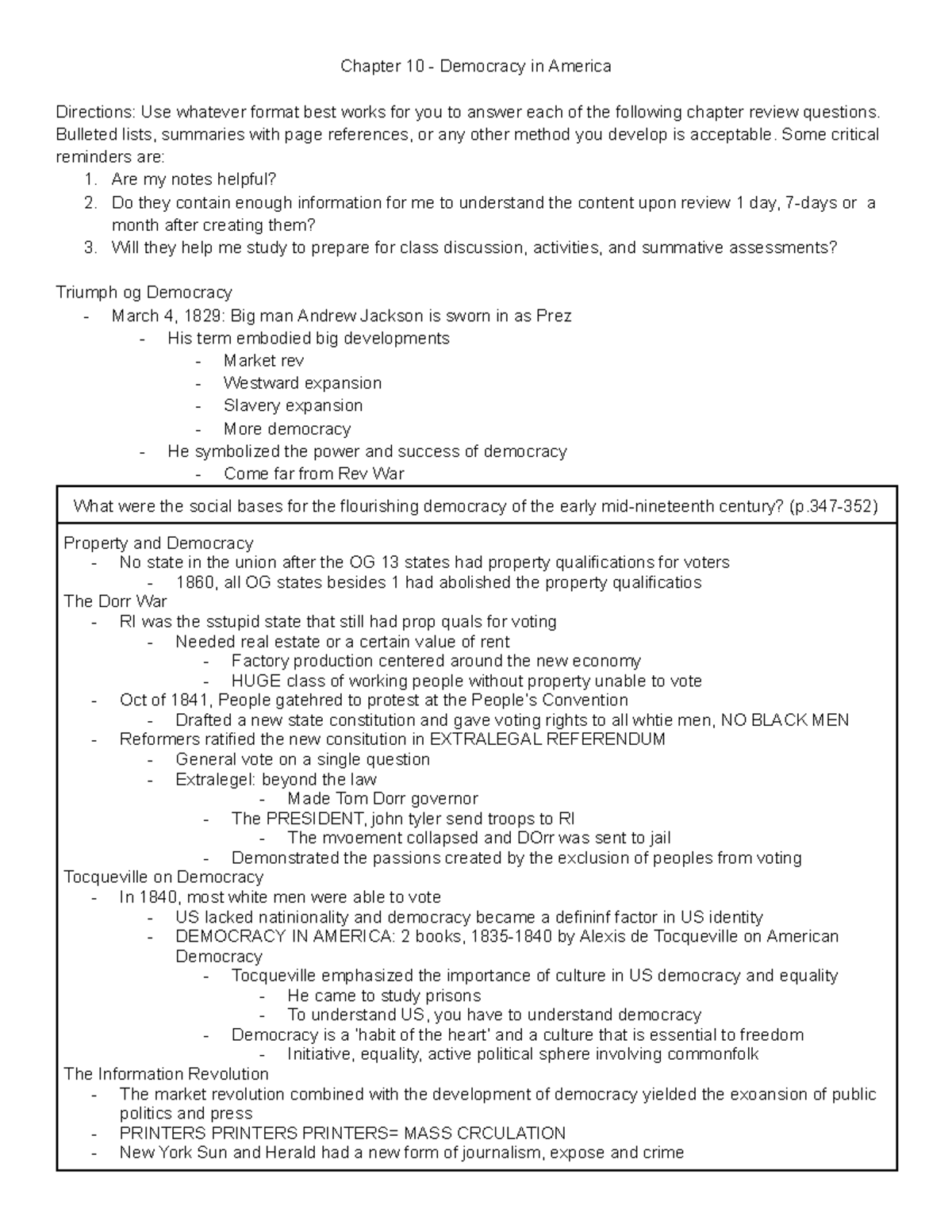 Copy of Chapter 10 - Democracy in America - Chapter 10 - Democracy in ...