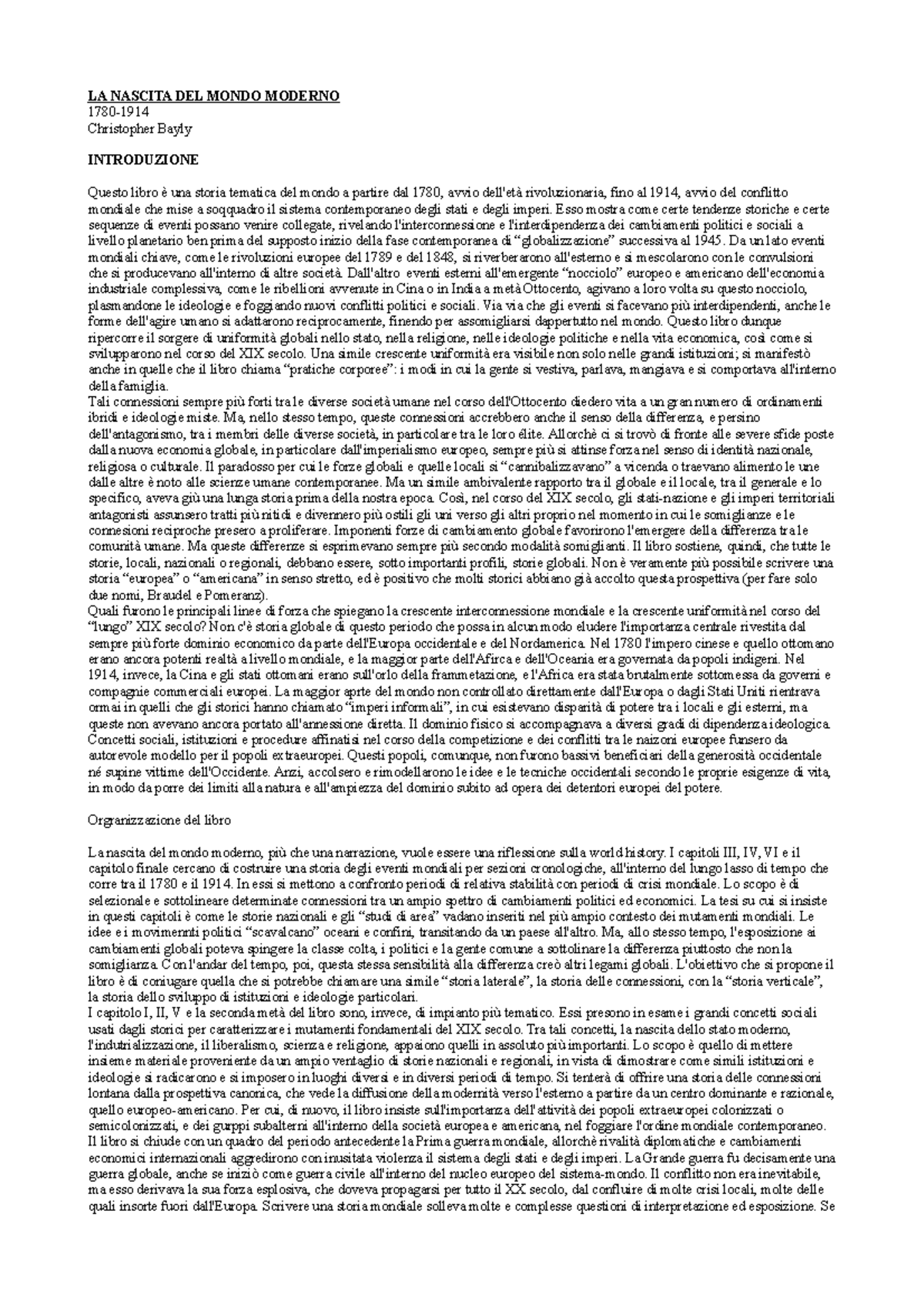 LA Nascita DEL Mondo Moderno - LA NASCITA DEL MONDO MODERNO 1780 ...