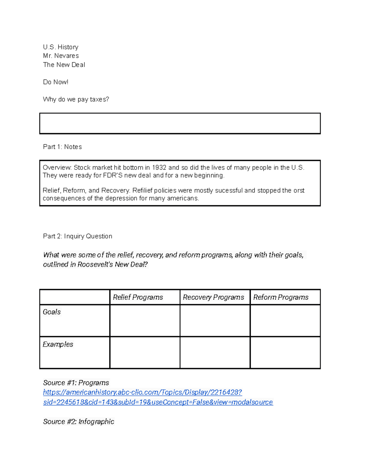 Abdullahi Mahamud - The New Deal Worksheet - 7936790 - U. History Mr ...