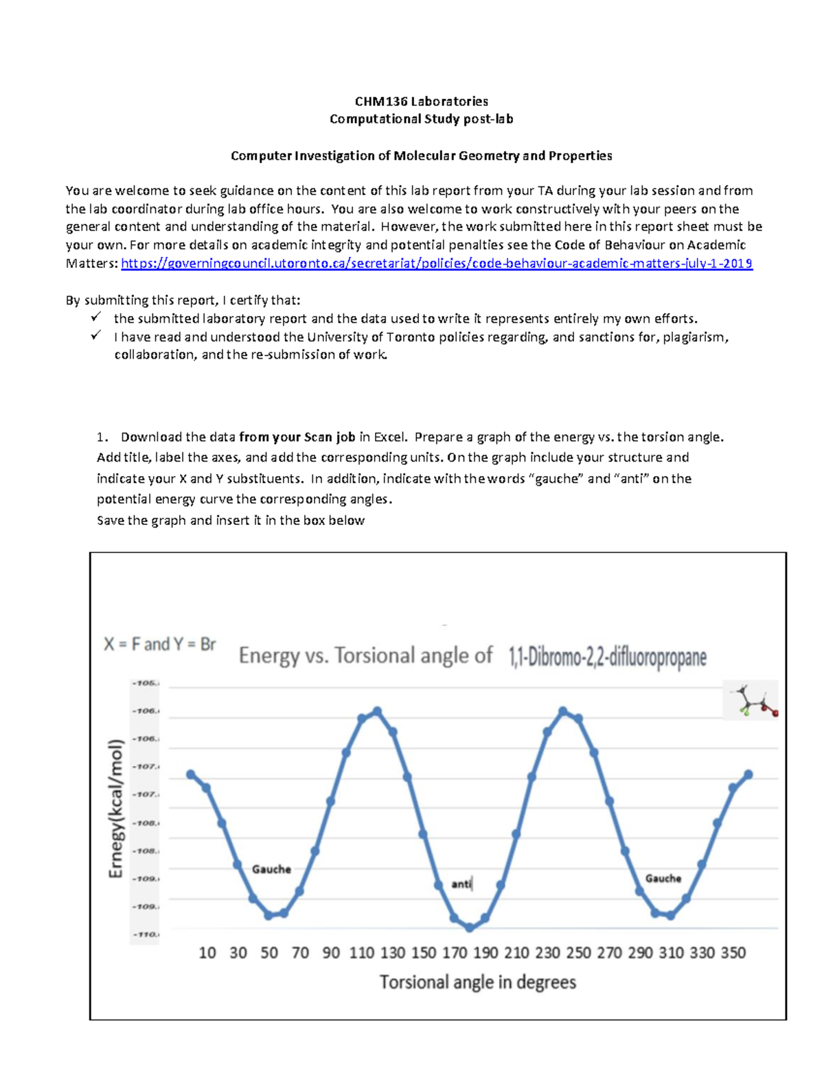 CHM136 Computational Experiment template - CHM136 Laboratories Computational Study post-lab ...