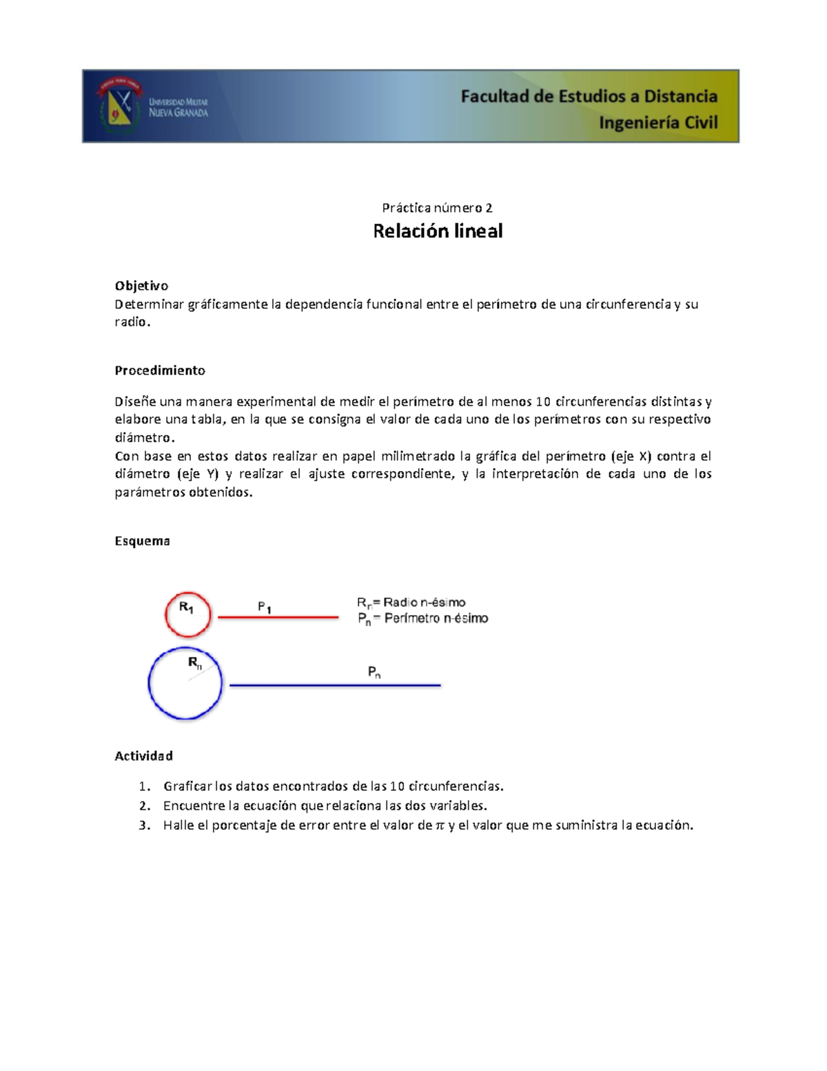 2. Relación lineal - Práctica número 2 Relación lineal Objetivo ...